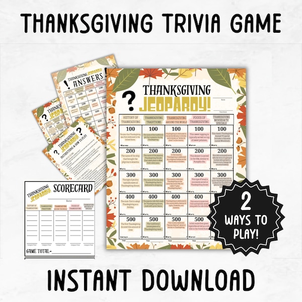 Thanksgiving Jeopardy - Etsy