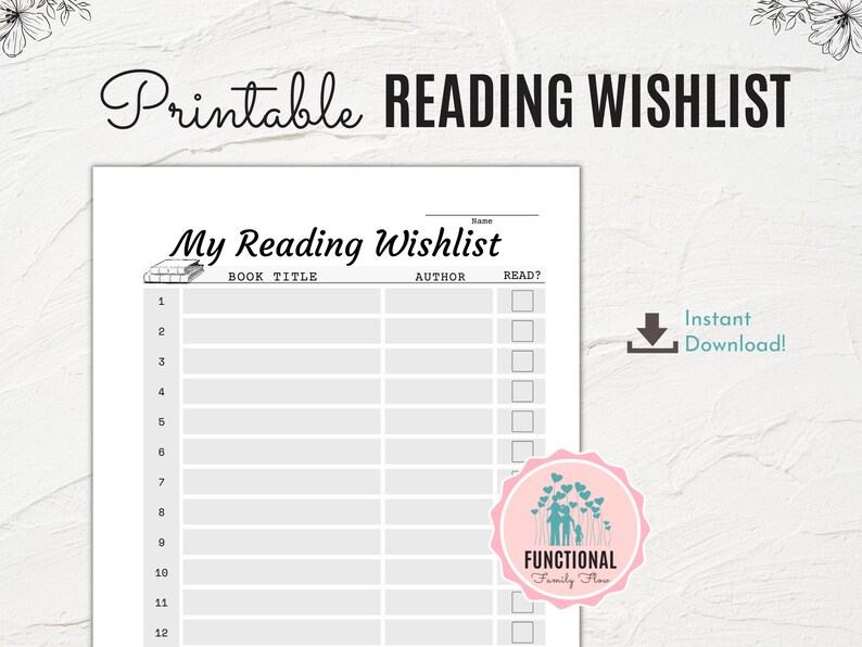 Book Wish List Printable Reading Planner Reading Journal - Etsy