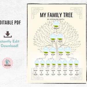 Family Tree Chart Editable Family Tree Template 5 Generation Pedigree ...