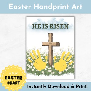 Printable Easter Handprint Art Craft for Kids | He is Risen Keepsake ...