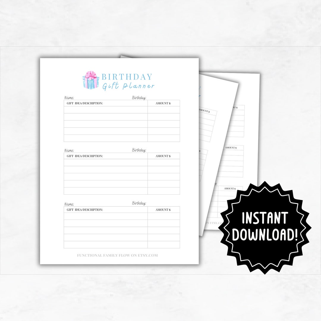 Birthday Tracker Printable | Birthday Gift Planner | Birthdays Reminder ...