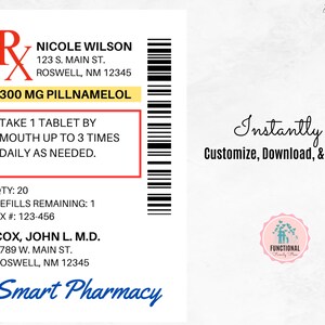 Prescription Label Template Editable RX Bottle Label Template Party ...