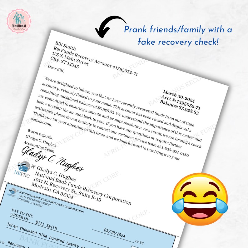 April Fools Day Prank Check Letter Template | Editable Fake Money ...