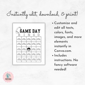 Football Boyfriend BINGO Game Template | EDITABLE Football Bingo Game ...