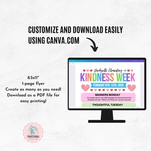 Kindness Week Flyer Template | Editable Kindness Week Itinerary Handout ...