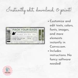 Hunting Trip Ticket Template | Editable Gift Voucher Certificate ...