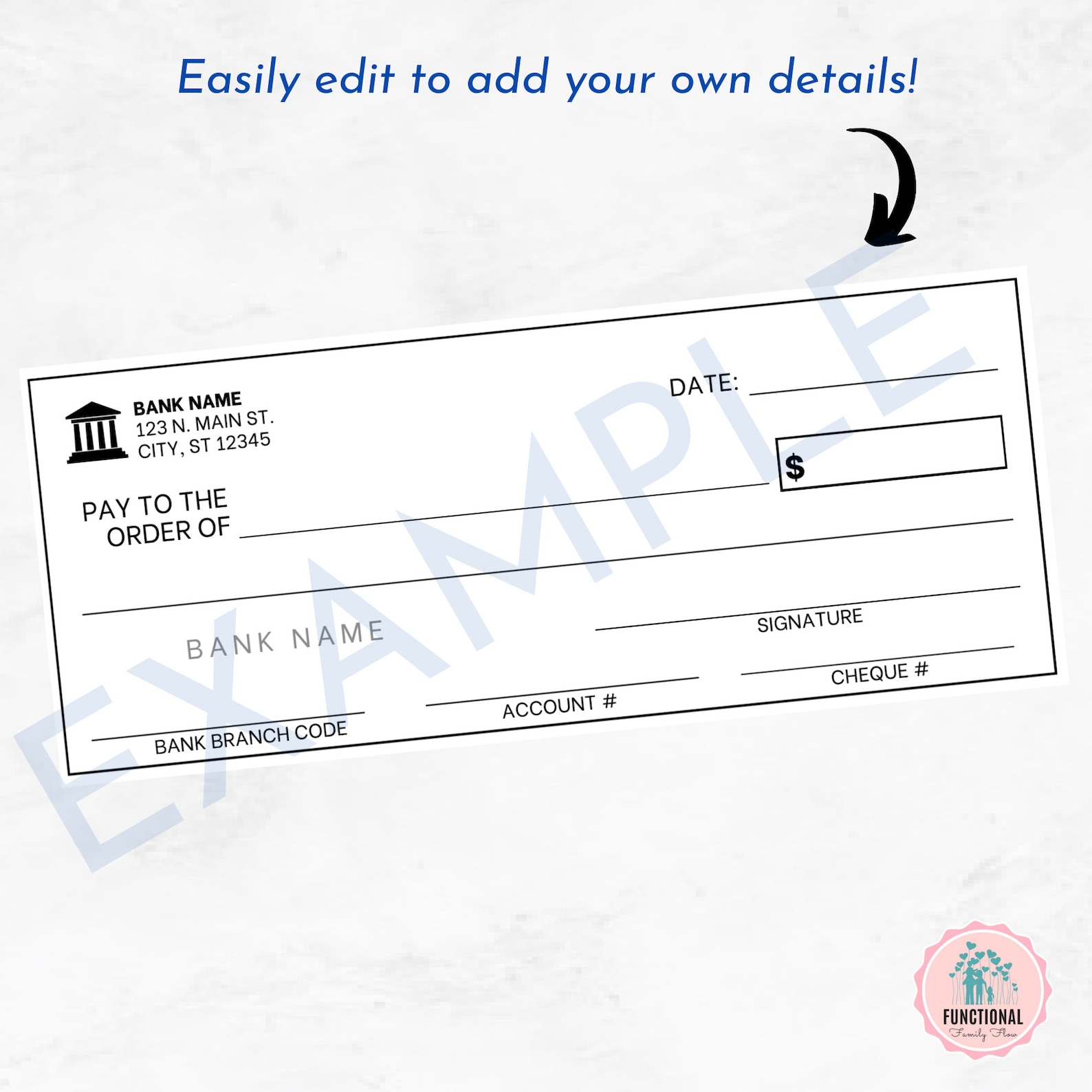 Blank Checks Template | Editable Blank Cheque | Printable Blank Checks ...