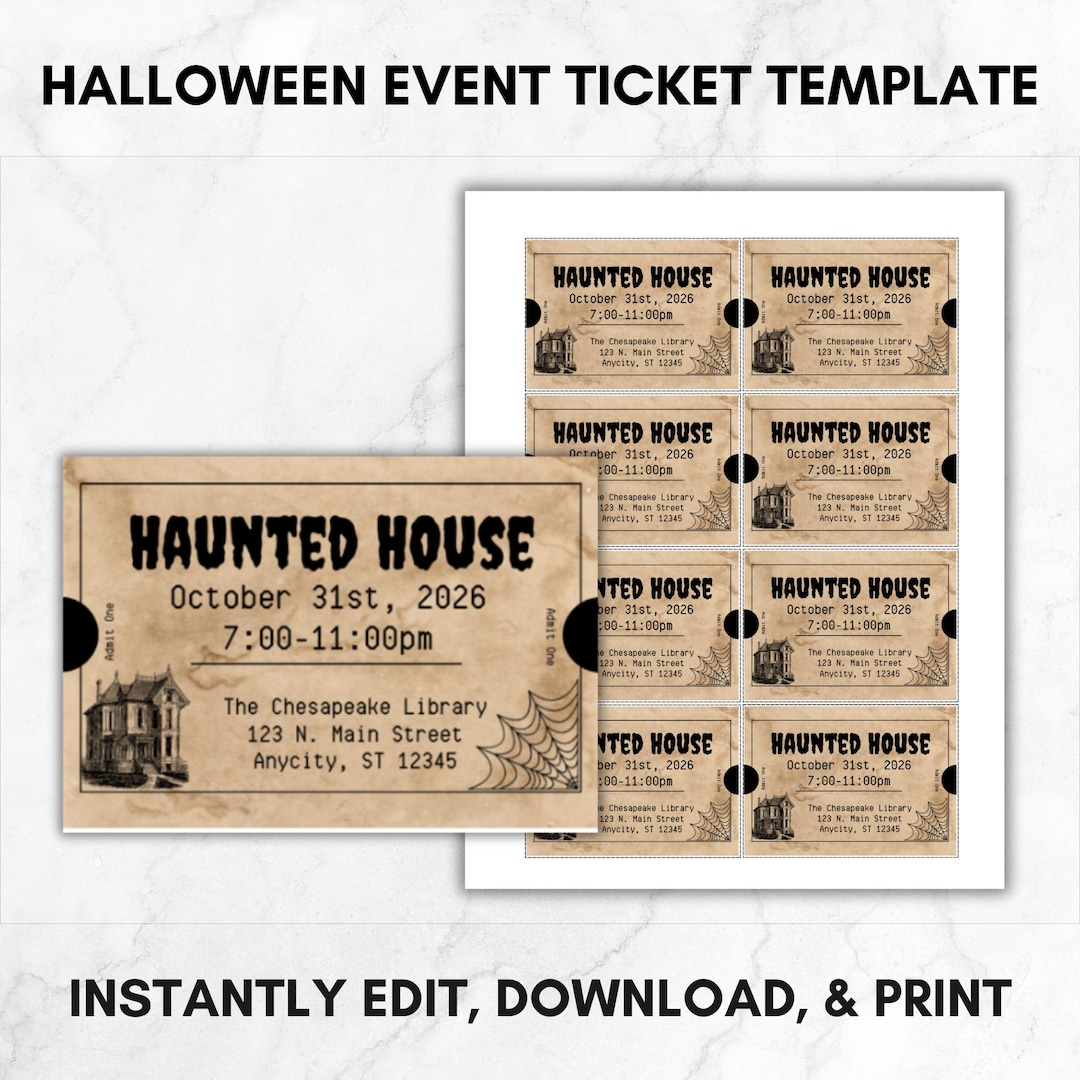Printable Halloween Tickets | Editable Haunted House Ticket Template ...