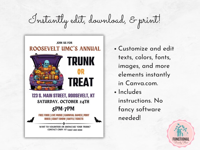 Editable Trunk or Treat Flyer | Customizable Fall Festival Invite ...