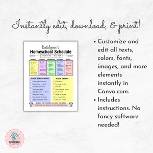 Homeschool Schedule Template | Editable Home School Planner | Printable ...