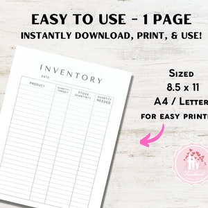 Inventory Spreadsheet | Inventory List | Printable Inventory Tracker ...