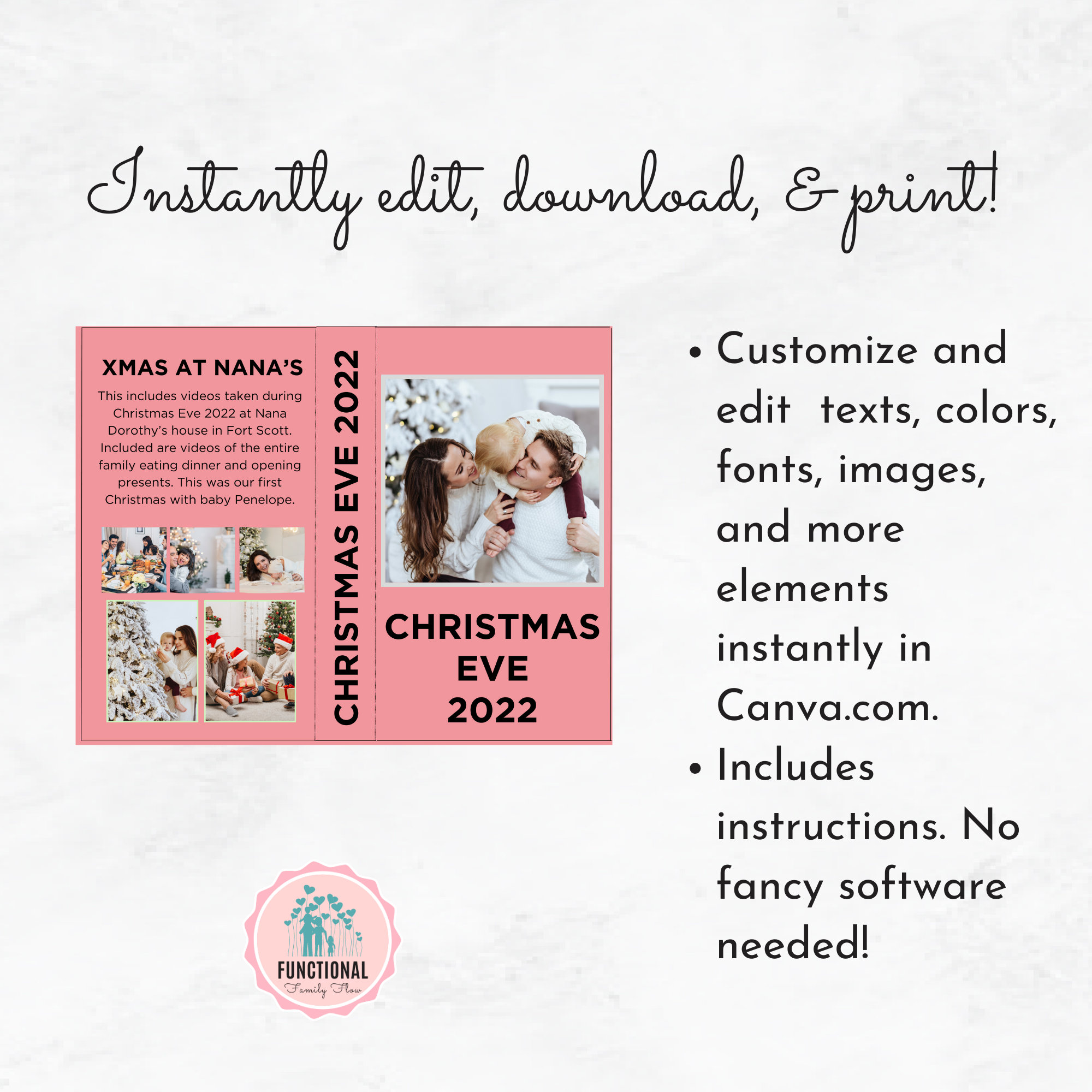 VHS Cover Template | Printable VHS Box Label | Printable Video Box ...