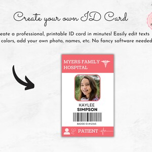 Kids Doctor ID Name Badge Template | Editable Doctor Badge | Nurse Name ...
