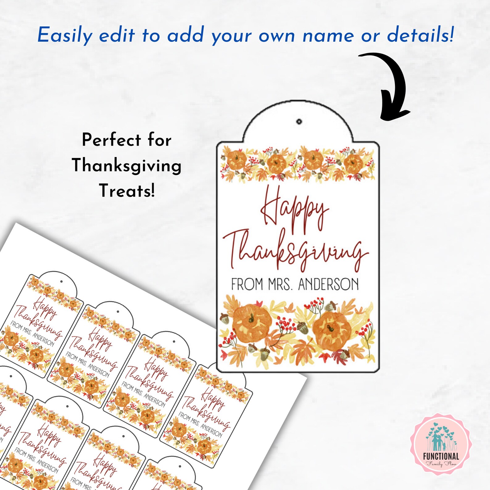 Editable Thanksgiving Tags Template | Printable Fall Gift Tags ...