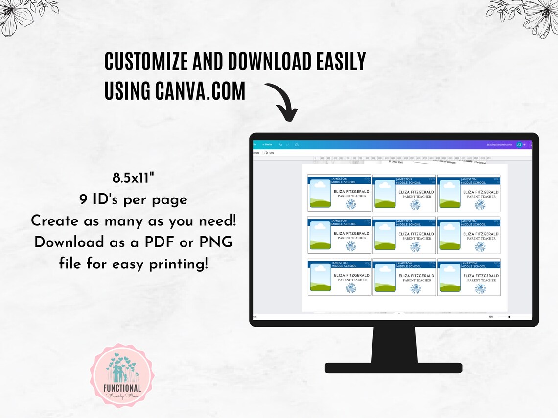 Bulk ID Badge Template Horizontal | Custom ID Badges | Printable ID ...