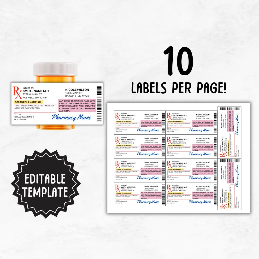 Prescription Labels Template | Editable RX Bottle Label Template | Fun ...