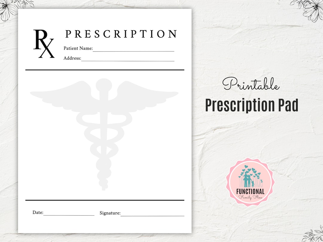 Blank Prescription Pad Printable Prescription Pad Page Rx - Etsy Australia