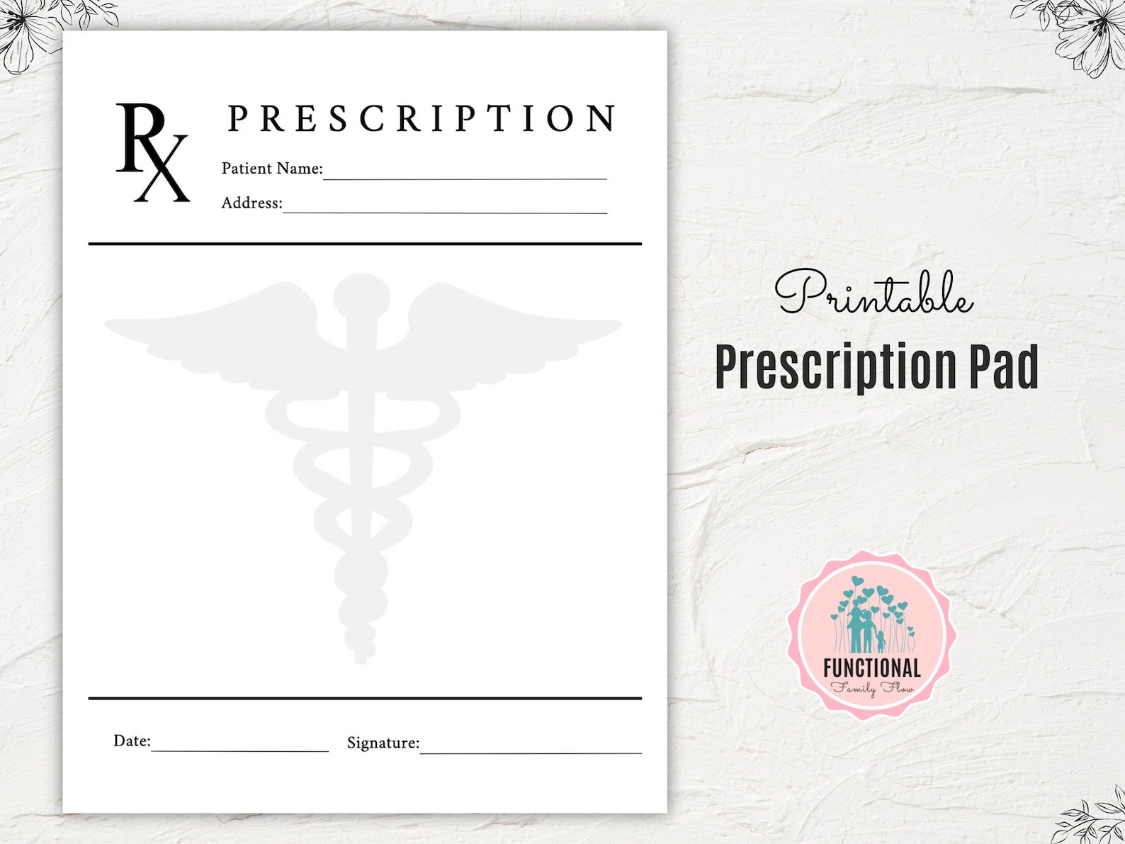 Blank Prescription Pad | Printable Prescription Pad Page | Rx ...
