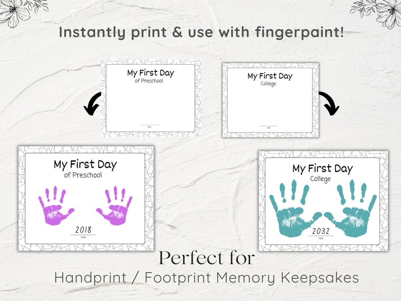 First Day of School Handprint Keepsake | Back to School Art | First Day ...