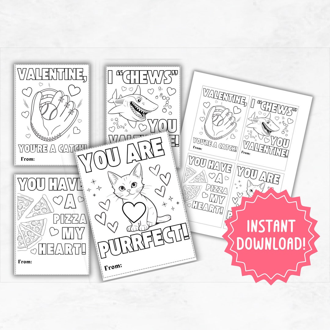 Crayon Valentine's Cards | Printable Coloring Valentine's Day Cards ...