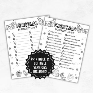 Printable Christmas Bucket List | Winter Bucket List Template ...