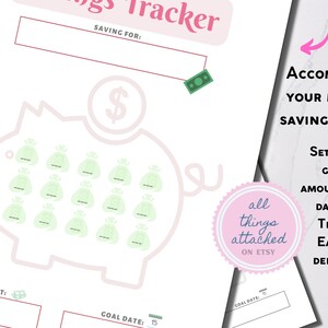 Kid's Savings Tracker Printable Allowance Sheet Piggy Bank Money ...