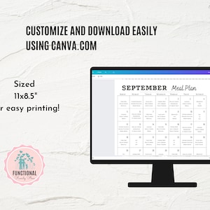Monthly Meal Planner Template | Editable Monthly Menu | DIY Meal Plan ...