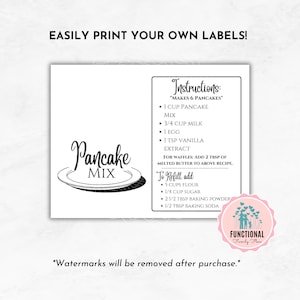 Printable Pancake Mix Label | Pancake Mix PDF PNG JPG | Pancake Recipe ...