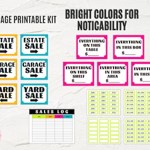 Garage Sale Kit | Printable Yard Sale Signs, Pricing Labels, Purchase ...