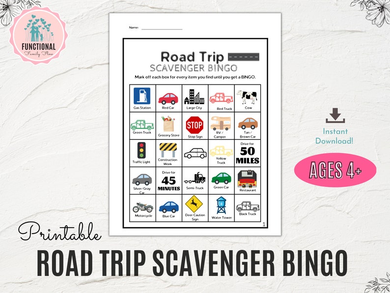 Road Trip Games Printable Road Trip Bingo Scavenger Hunt - Etsy