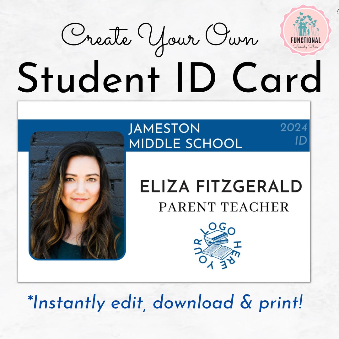 Editable ID Card Template Printable Homeschool Teacher Badge - Etsy
