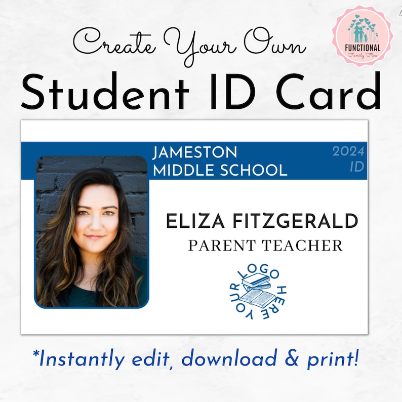 Editable ID Card Template Printable Homeschool Teacher Badge - Etsy ...