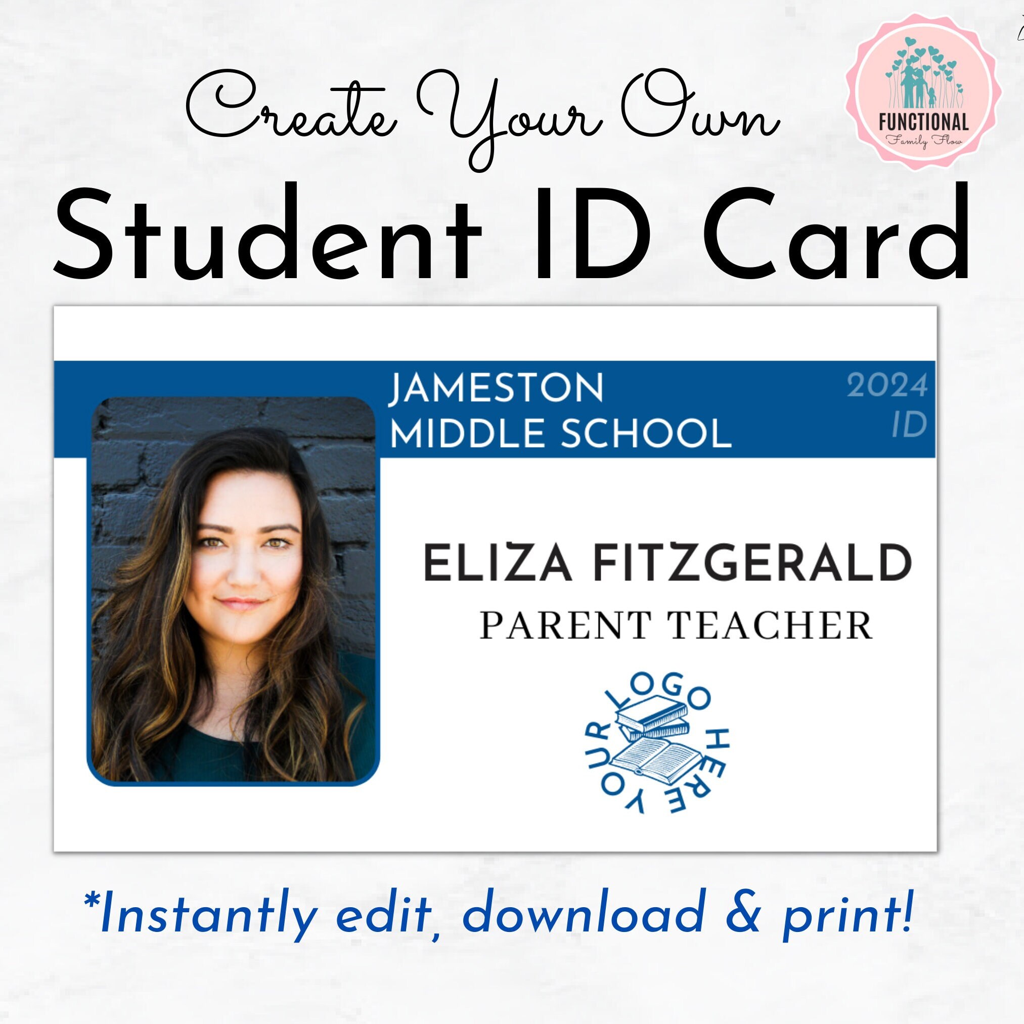 Editable ID Card Template Printable Homeschool Teacher Badge - Etsy ...