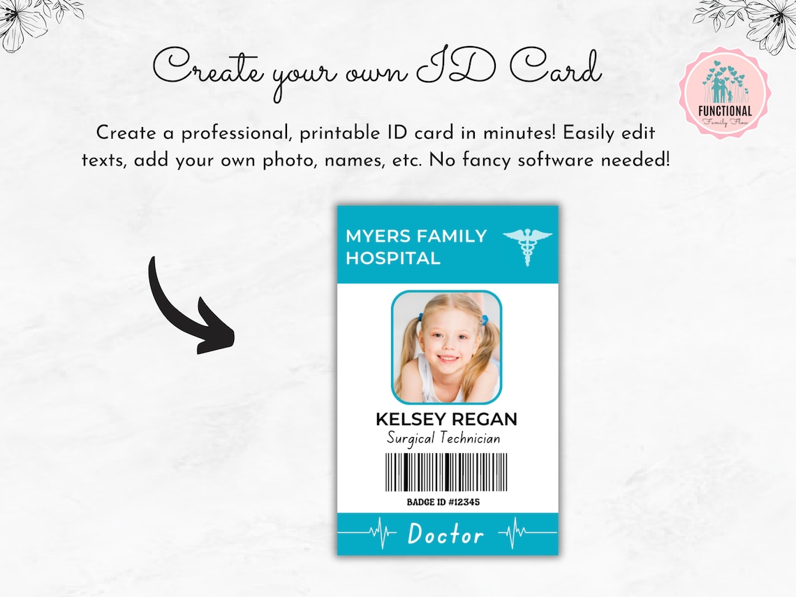 Kids Hospital Patient ID Badge | Fun Custom Doctors ID | Editable ...