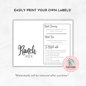 Printable Ranch Dry Mix Label | Ranch Seasoning Label PDF SVG JPG ...
