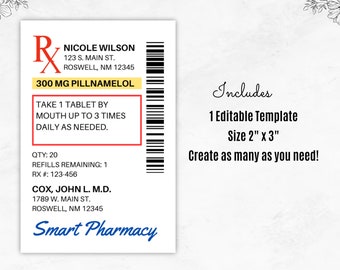 Fake Pill Bottle Label