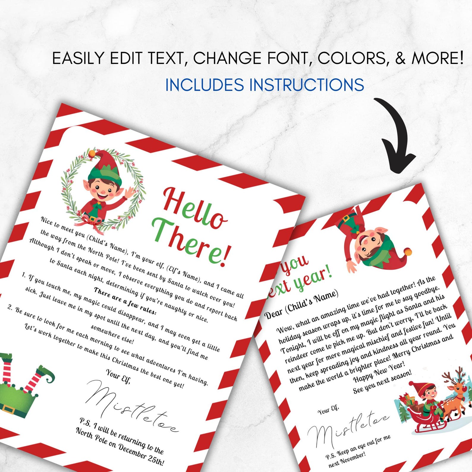 Custom Letter From Elf Template Printable Elf Letter Elf Arrival Letter ...