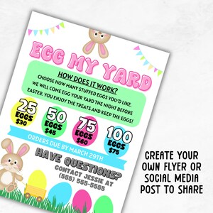 Egg My Yard Flyer Template | Editable Easter Egg Fundraiser Flyer ...