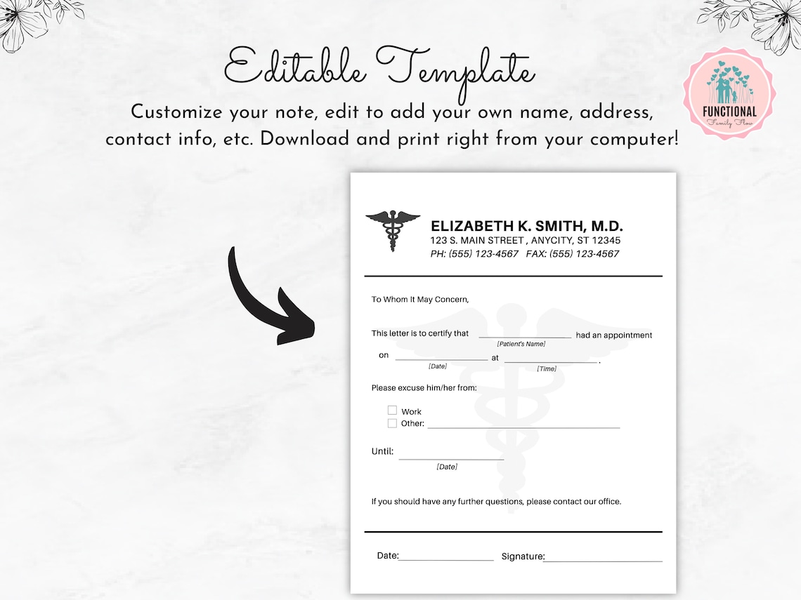 Fillable Doctors Note Doctor Excuse Note Template Custom Drs Notepad ...