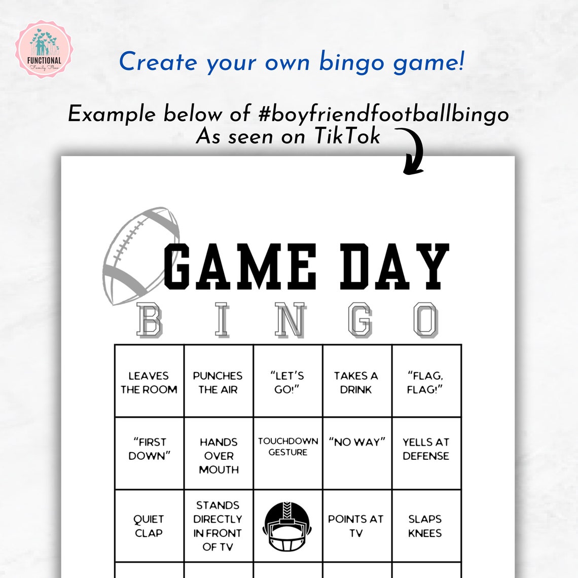 Football Boyfriend BINGO Game Template | EDITABLE Football Bingo Game ...