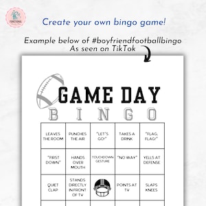 Football Boyfriend BINGO Game Template | EDITABLE Football Bingo Game ...