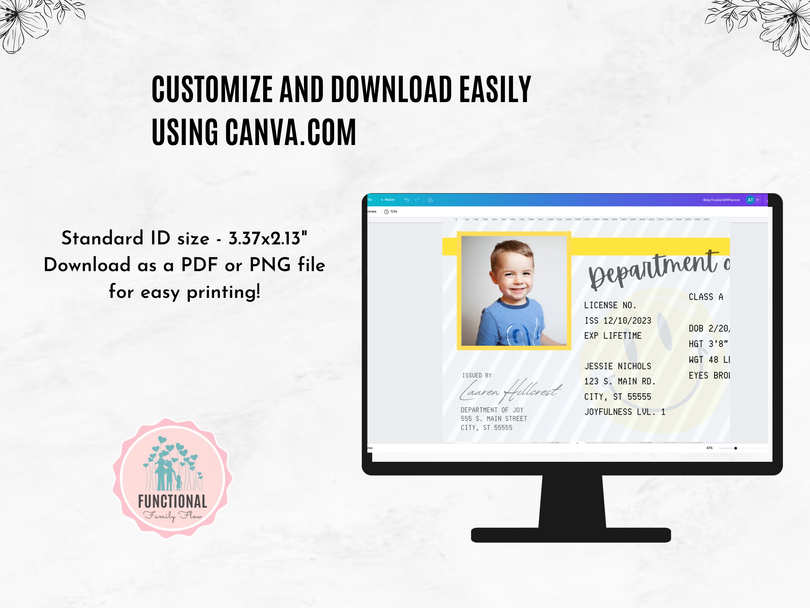 Custom Fun Kid's License Editable License Template - Etsy