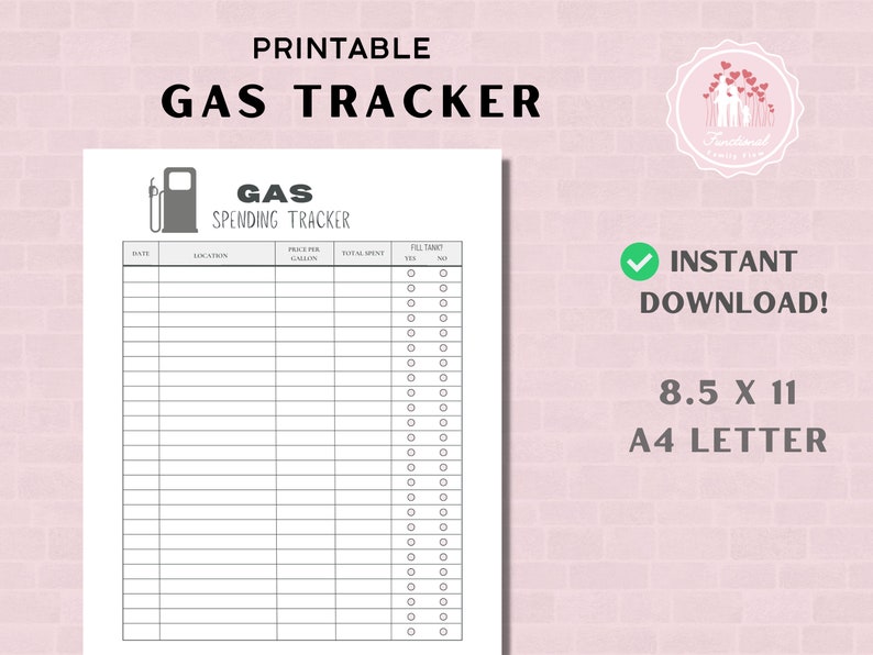 Gas Log Fuel Spending Tracker Gas Tracker Printable - Etsy