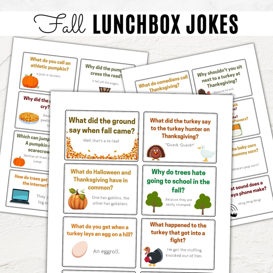 Fall Jokes for Kids Printable Joke Cards November Lunchbox Notes ...