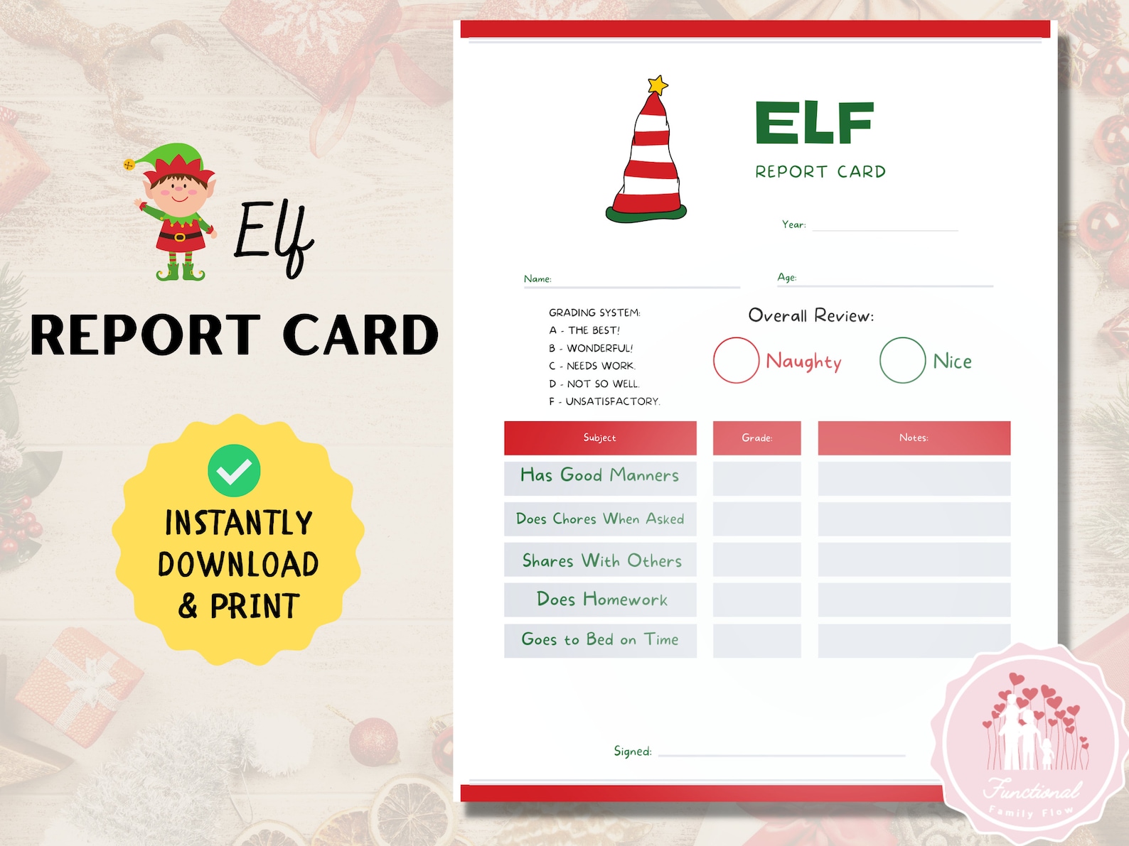Custom Letter From Santa Insert Elf Report Card Printable Christmas Eve ...
