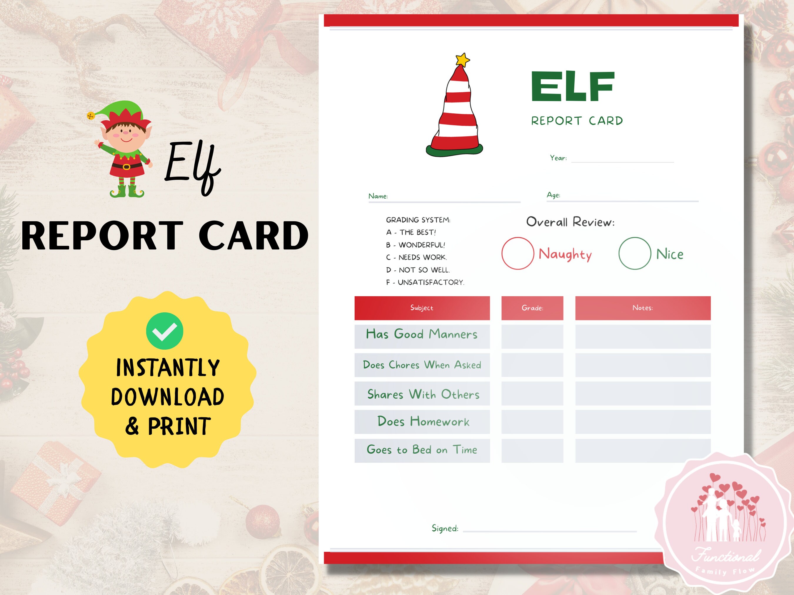 Custom Letter From Santa Insert Elf Report Card Printable Christmas Eve ...