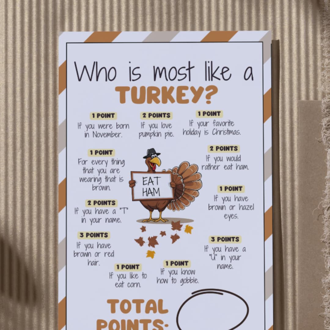 Printable Thanksgiving Game | Editable Family Thanksgiving Game ...
