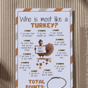 Printable Thanksgiving Game | Editable Family Thanksgiving Game ...