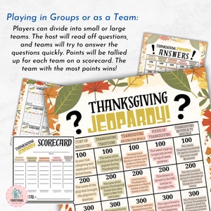 Thanksgiving Trivia | Thanksgiving Jeopardy Game | Printable ...