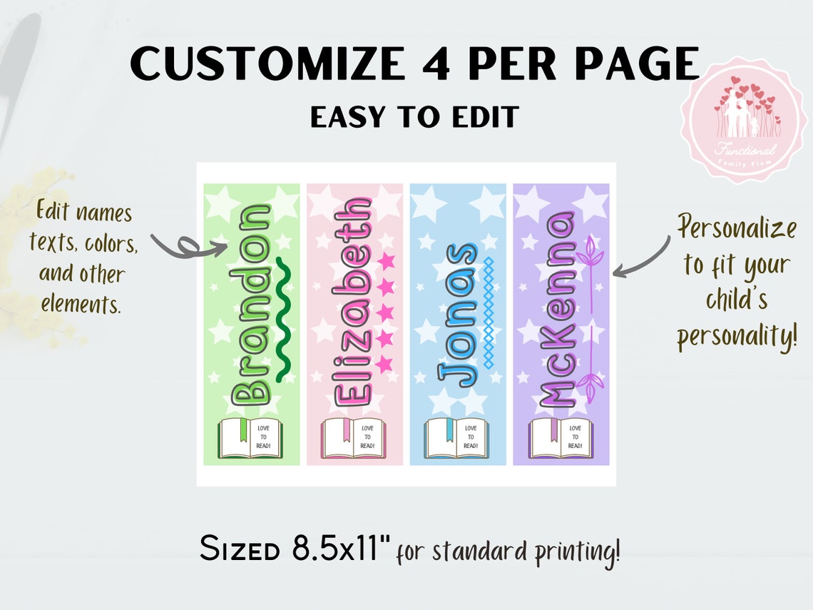 Printable Bookmarks | Editable Bookmark Template | Gift Idea for ...